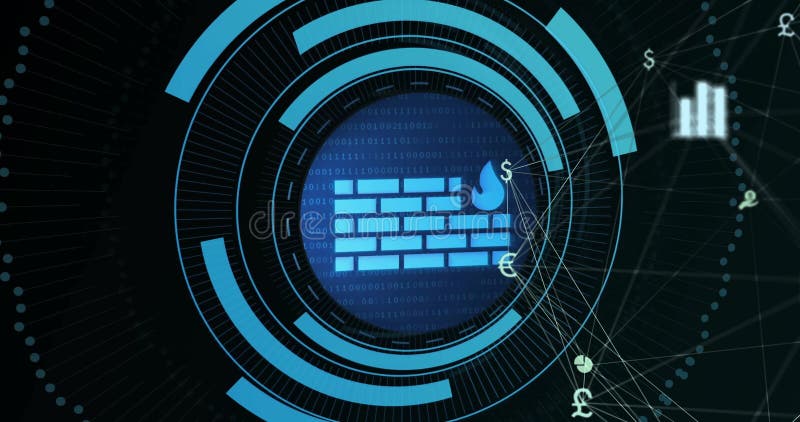 Image of Network of Connections with Icons Over Firewall Stock ...