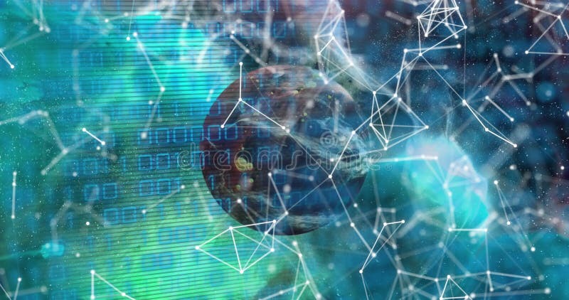 Image of Network of Connections with Icons Over Globe Stock ...