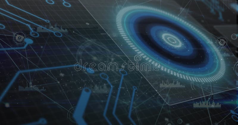 Image of Network of Connections with Icons Over Globe and Moving ...