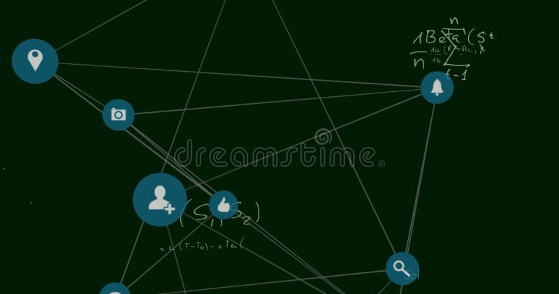 Image of Network of Connections with Icons Over Mathematical Equations ...
