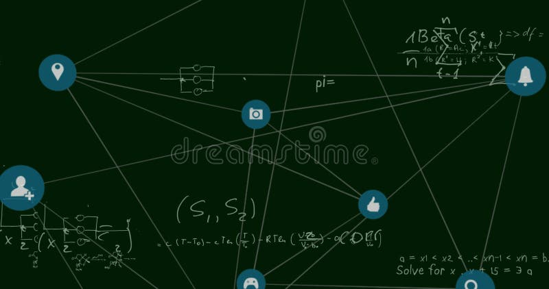 Image of Network of Connections with Icons Over Mathematical Equations ...