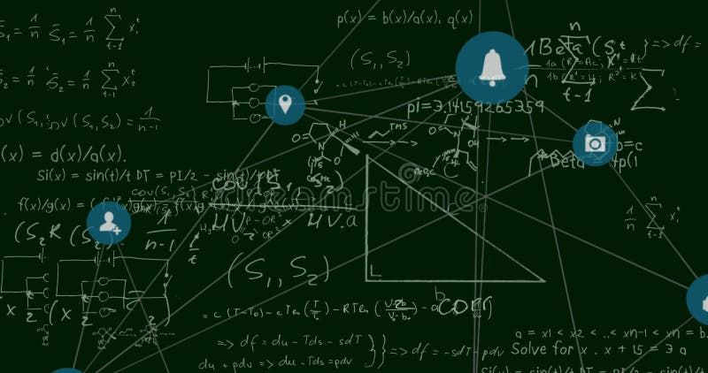 Image of Network of Connections with Icons Over Mathematical Equations ...