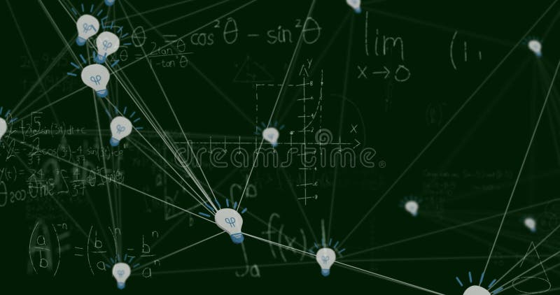 Image of Network of Connections with Icons Over Mathematical Equations ...