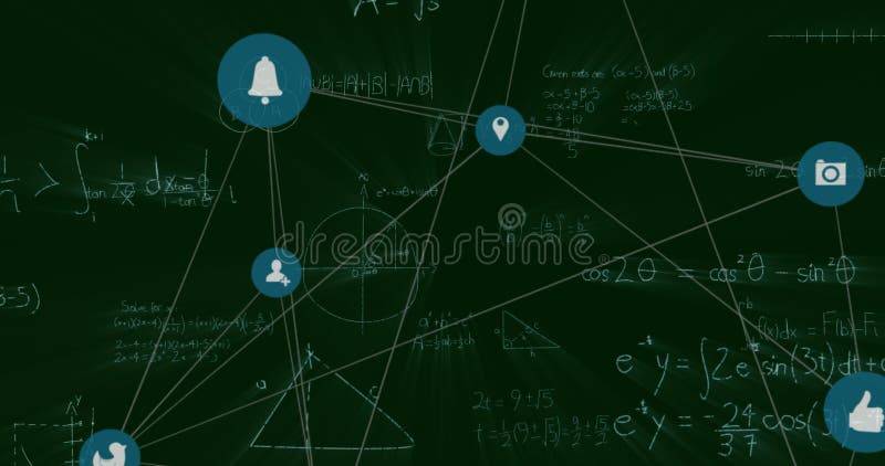 Image of Network of Connections with Icons Over Mathematical Equations ...