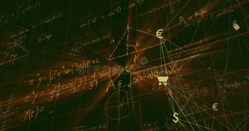 Image of Network of Connections with Icons Over Mathematical Equations ...