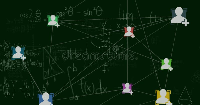Image of Network of Connections with Icons Over Mathematical Equations ...