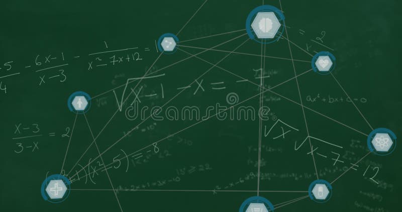 Image of Network of Connections with Icons Over Mathematical Equations ...