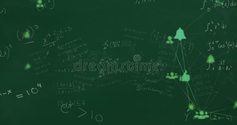 Image of Network of Connections with Icons Over Mathematical Equations ...