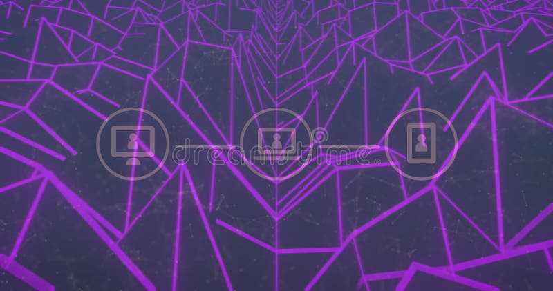 Image of Network of Connections with Icons Over Shapes on Black ...