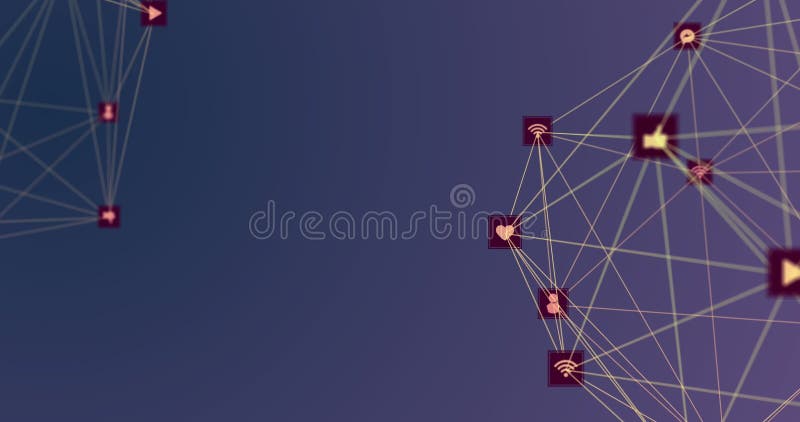 Image of Network of Connections with Icons Over Violet Background Stock ...