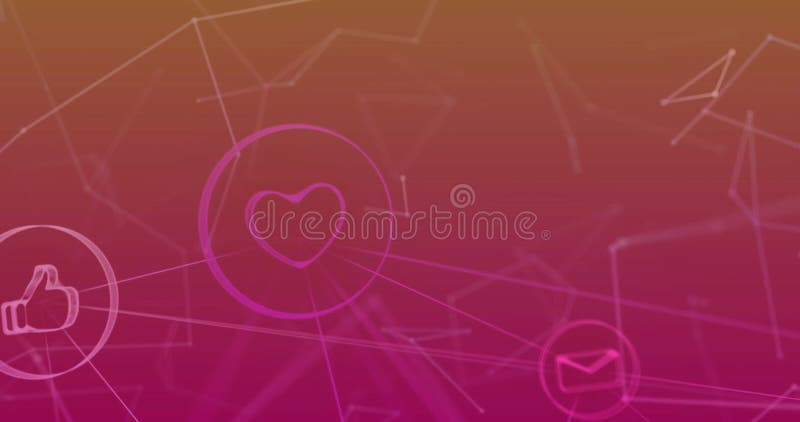 Image of Network of Connections with Icons on Pink Background Stock ...