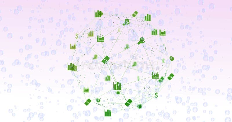 Image of Network of Connections with Icons on White Background Stock ...