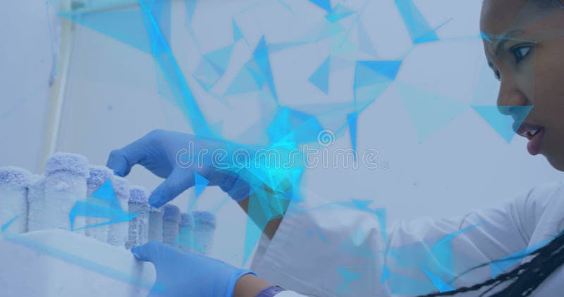 Image of Network of Connections Over African American Female Scientist ...