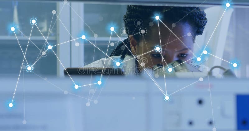 Image of Network of Connections Over African American Female Scientist ...