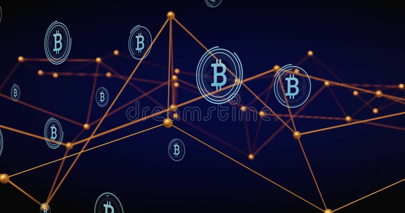 Image of Network of Connections Over Bitcoins Stock Image - Image of ...