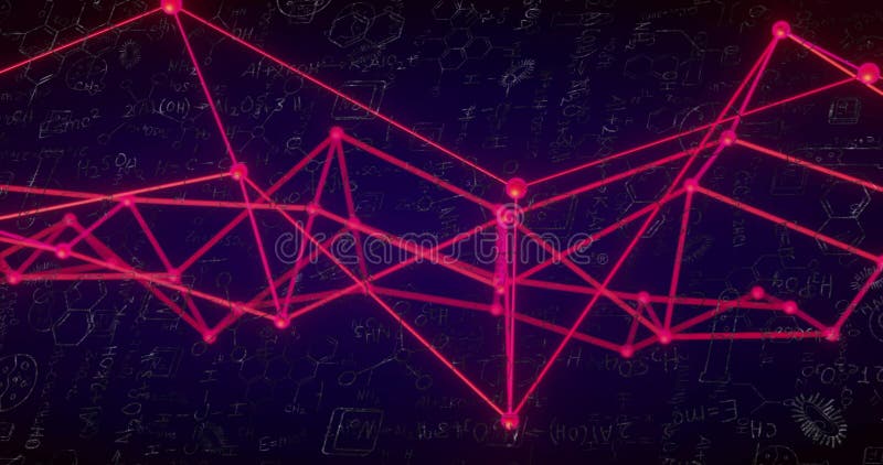 Image of Network of Connections Over Chemical Formula on Black ...