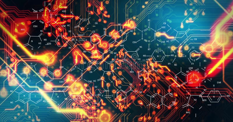 Image of Network of Connections Over Chemical Formula Stock Photo ...