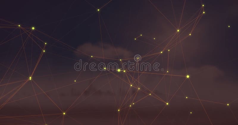 Image of Network of Connections Over Cityscape and Sky Stock Photo ...