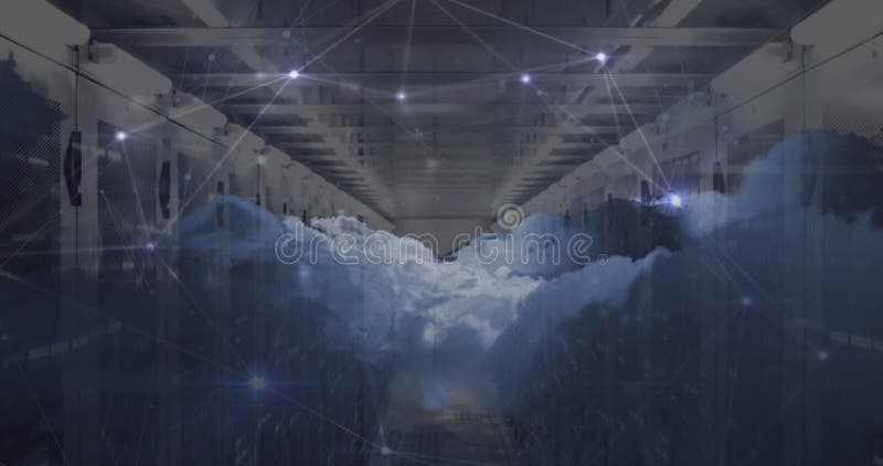 Image of Network of Connections Over Clouds Stock Illustration ...