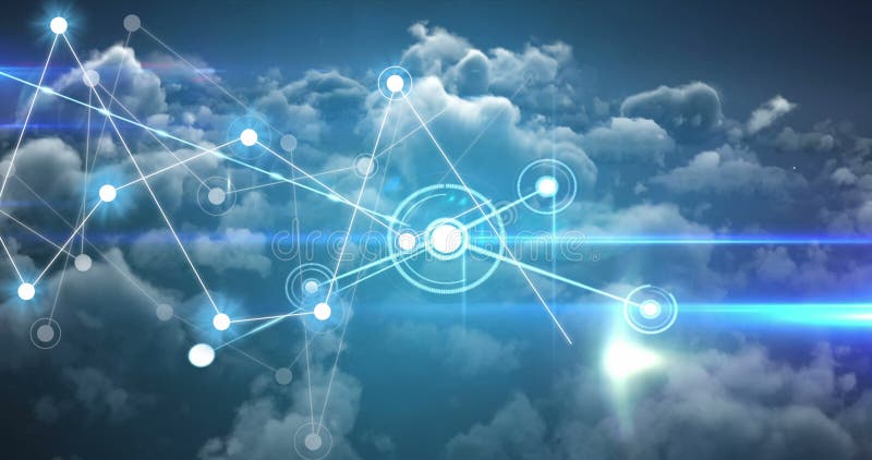 Image of Network of Connections Over Clouds Stock Image - Image of ...