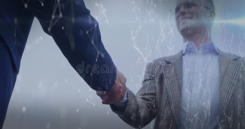 Image of Network of Connections Over Diverse Business People Shaking ...