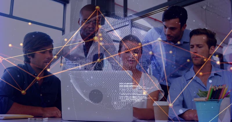 Image of Network of Connections Over Diverse Business People Using ...