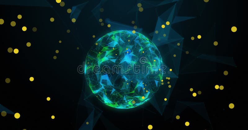 Image of Network of Connections Over Globe and Spots on Black ...