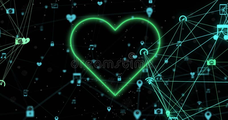 Image of Network of Connections Over Heart Stock Illustration ...