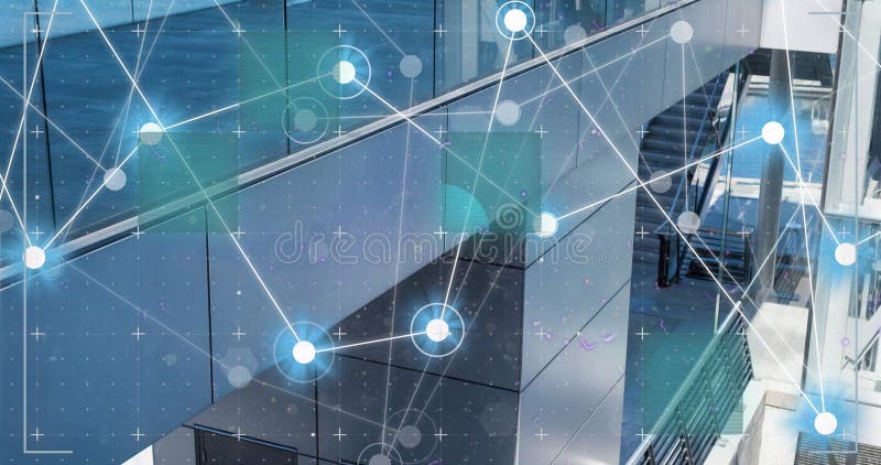 Image of Network of Connections Over Modern Office Stock Image - Image ...
