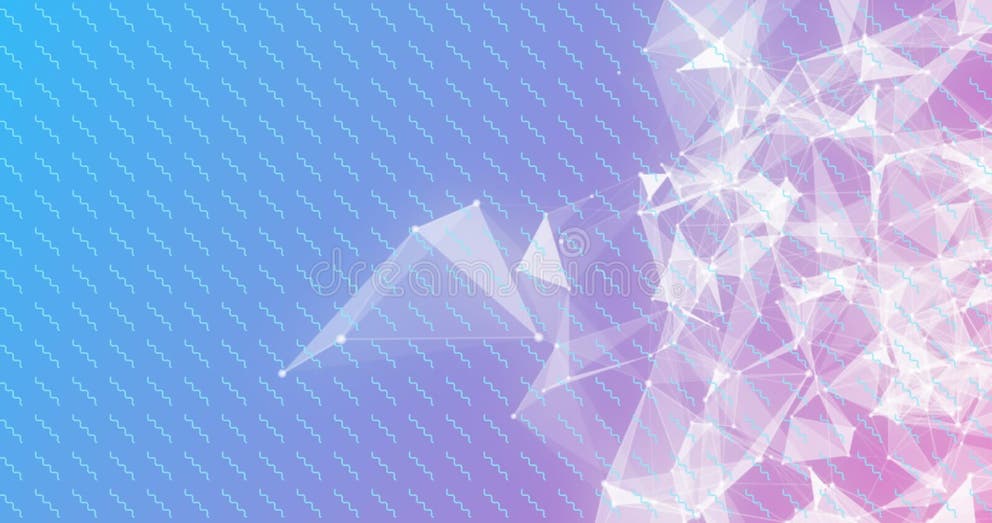 Image of Network of Connections Over Shapes on Blue Background Stock ...