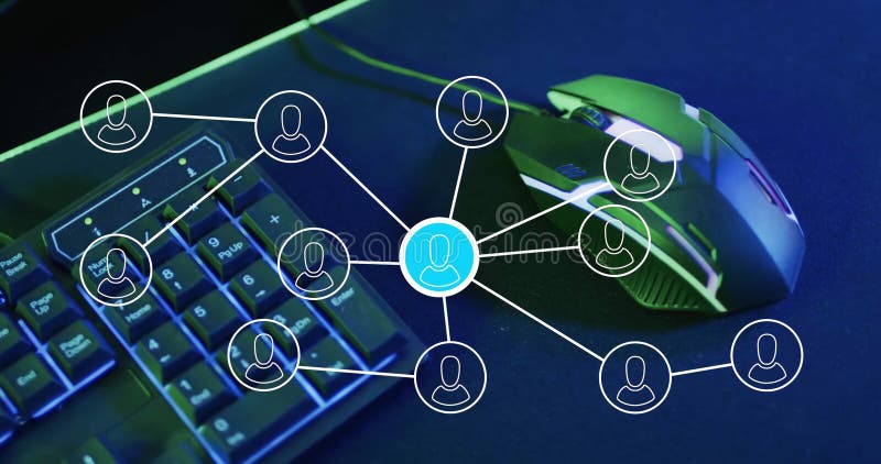 Image of Network of Connections with People Icons Computer Mouse and ...