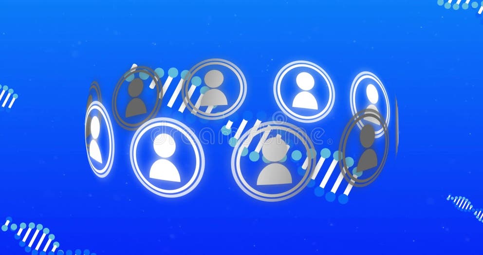 Image of Network of Connections with People Icons and Dna Strand Over ...