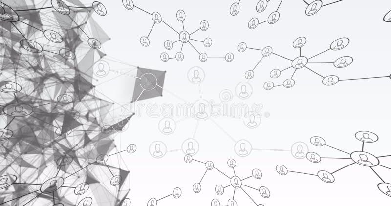 Image of Network of Connections with People Icons Over White Background ...