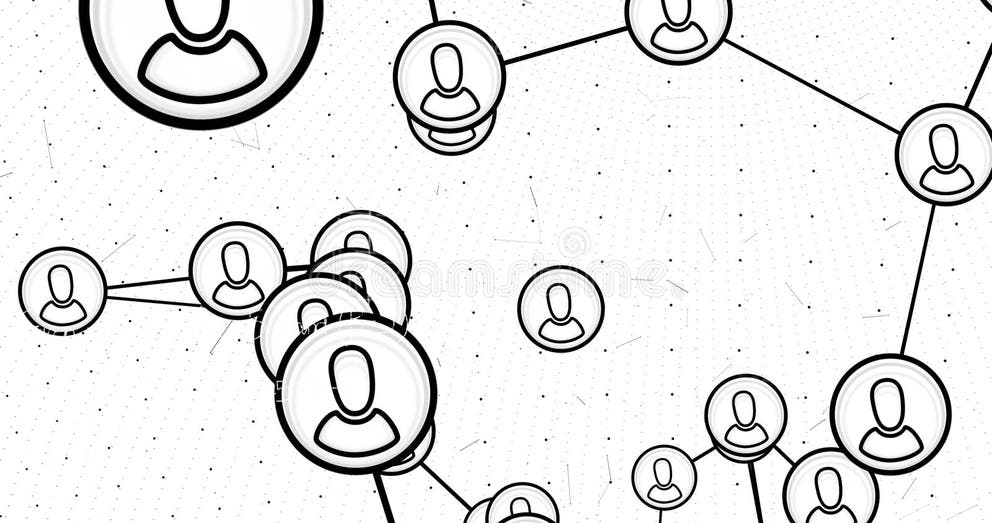 Image of Network of Connections with People Icons Over White Background ...