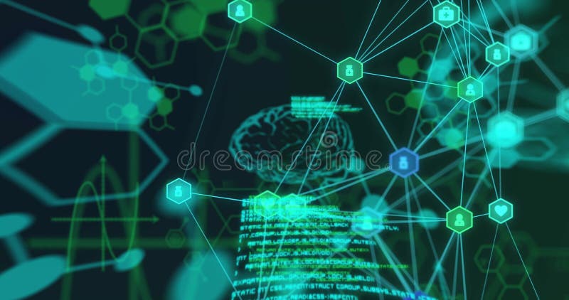 Image of Network of Connections and Scientific Data Processing with ...