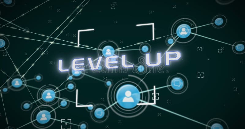 Image of Network of Connections and Scope Over Level Up Text Banner ...