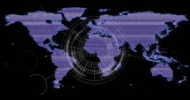 Image of Network of Connections with Scope Scanning Over World Map ...