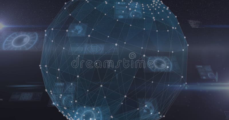 Image of Network of Connections and Scopes Scanning Over Blue ...