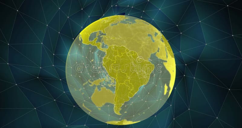 Image of Network of Connections and Spinning Globe Against Tunnel in ...