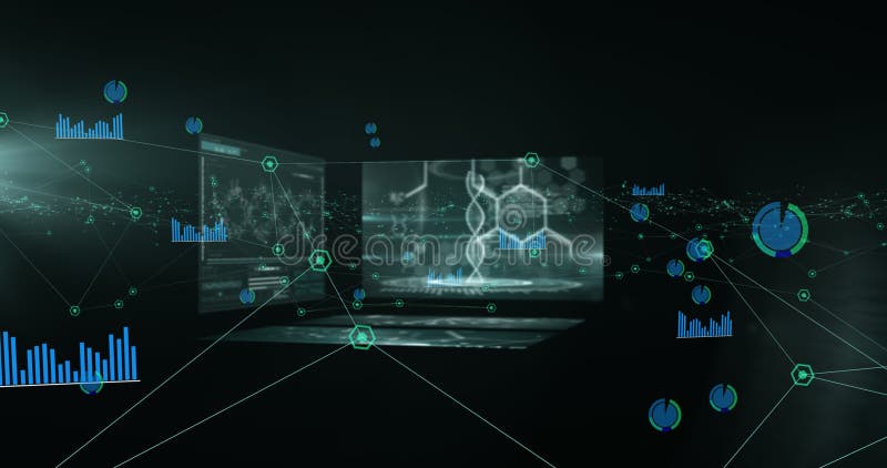 Image of Network of Connections and Statistics Recording Over Medical ...