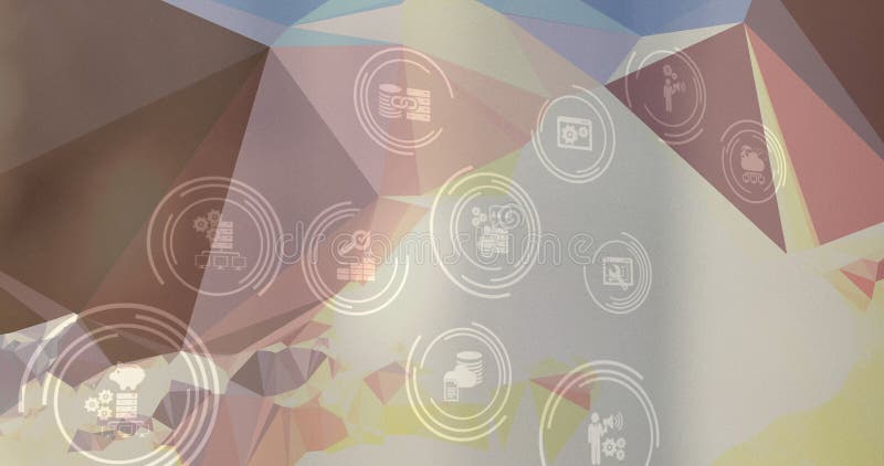 Image of Network of Digital Icons Over Cardboard Boxes Stock ...