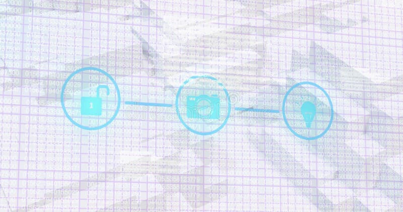 Image of Network of Digital Icons Over Grid Network Against 3d ...
