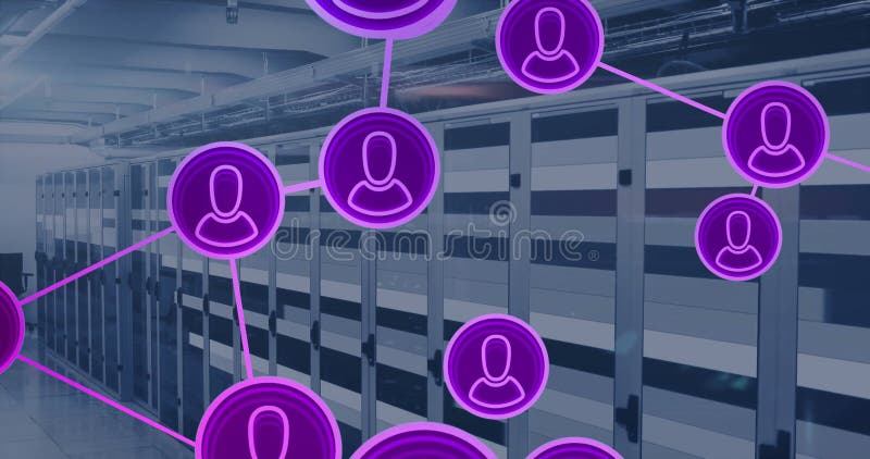 Image of Network of Digital People Icons and Computer Servers Stock ...