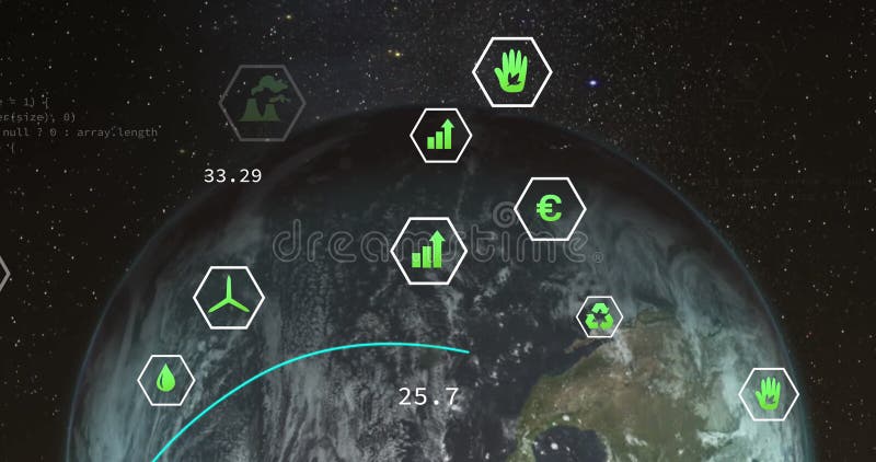 Image of Network of Eco and Environmentally Friendly Icons Over Globe ...