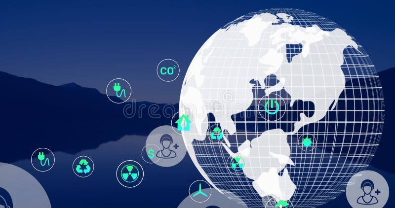 Image of Network of Eco and Environmentally Friendly Icons Over Globe ...
