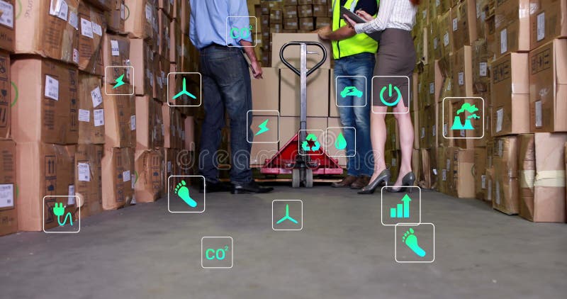 Image of Network of Eco and Environmentally Friendly Icons Over ...