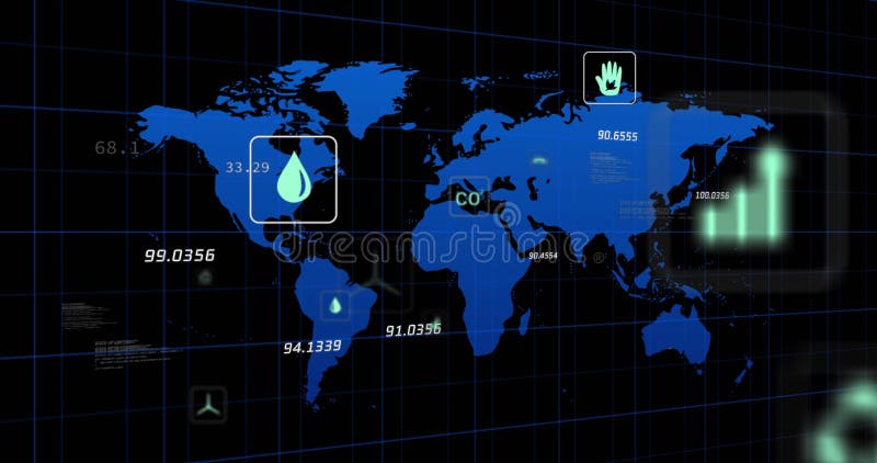 Image of Network of Eco and Environmentally Friendly Icons Over World ...