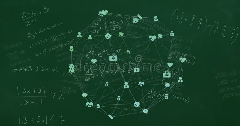 Image of Network of Media Icons Over Mathematical Equations on ...