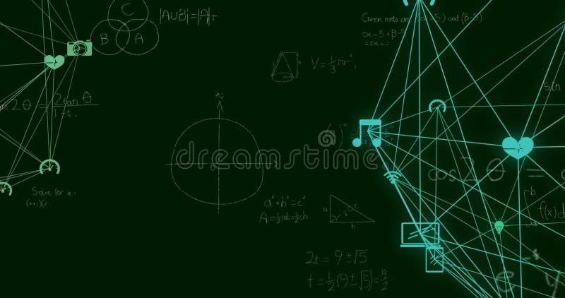 Image of Network of Media Icons Over Mathematical Equations on ...