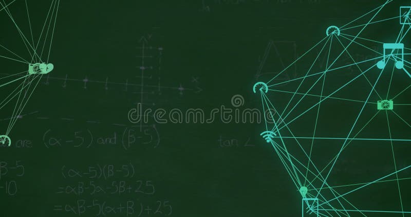 Image of Network of Media Icons Over Mathematical Equations on ...